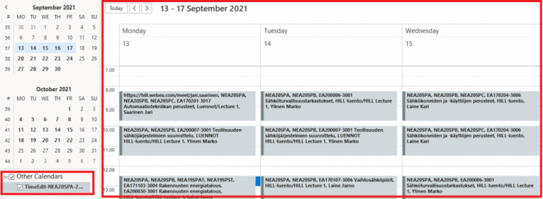 TimeEdit > Teacher > Importing Calendar – Guides in English