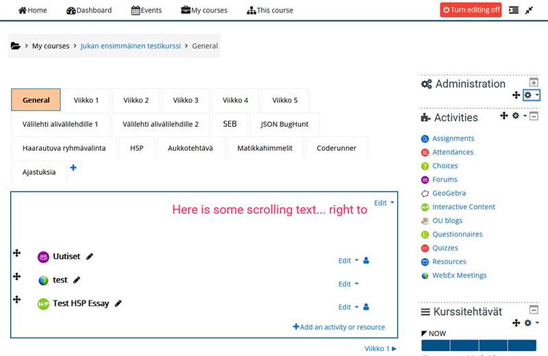 Moodle > Teacher > Blocks > Activities – Guides in English