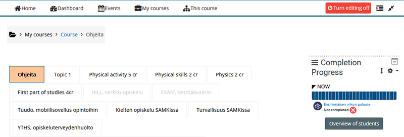 Moodle > Teacher > Blocks > Progress Monitoring – Guides in English