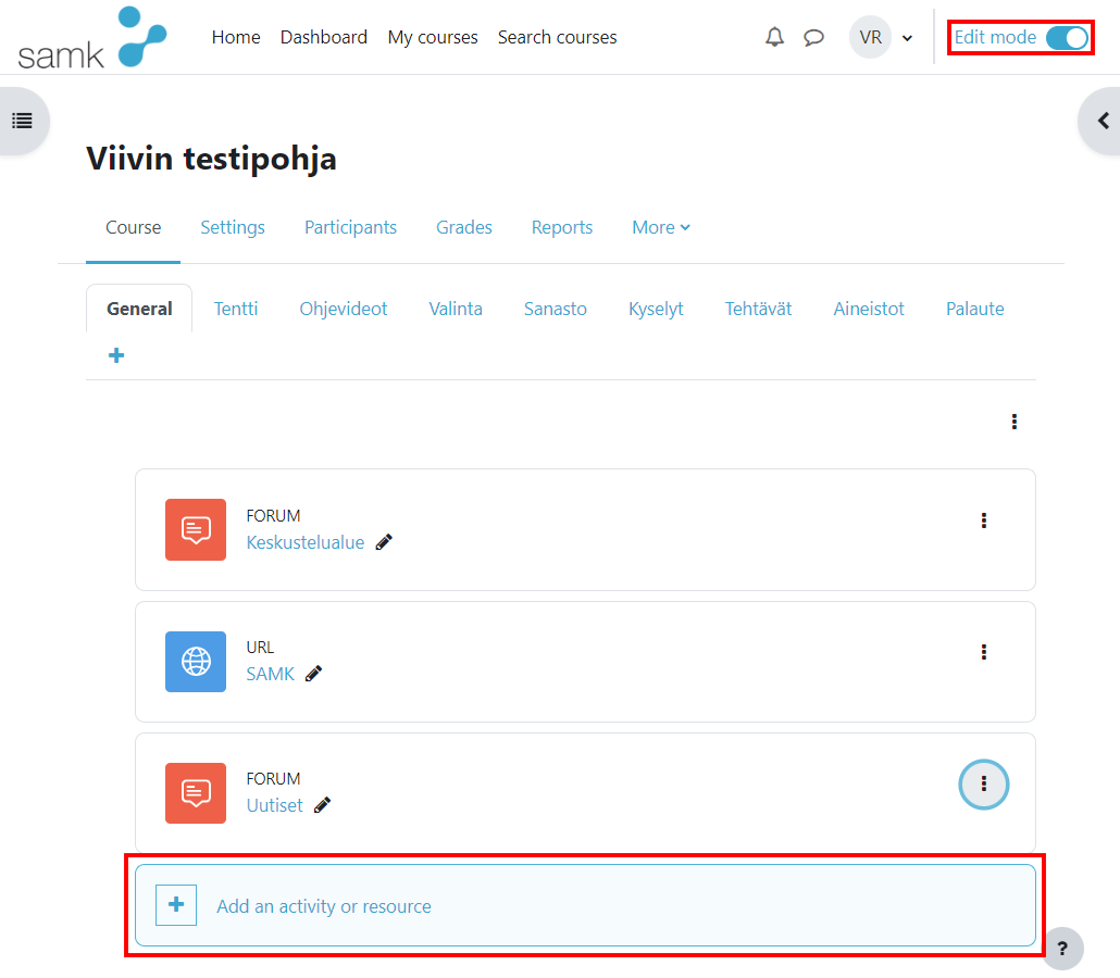Moodle > Teacher > Course > Adding an Activity – Guides in English